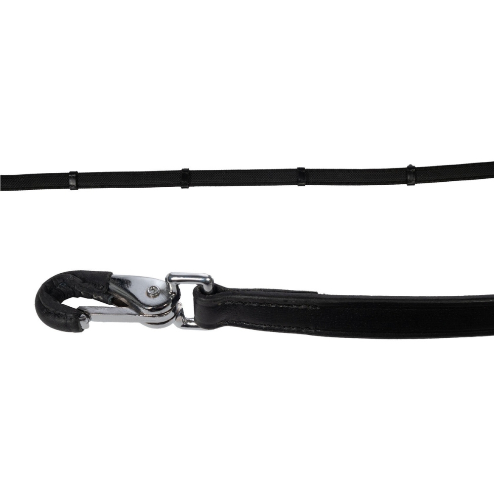 Wodze ogumowane HKM z karabinkiem czarne - Cavallo